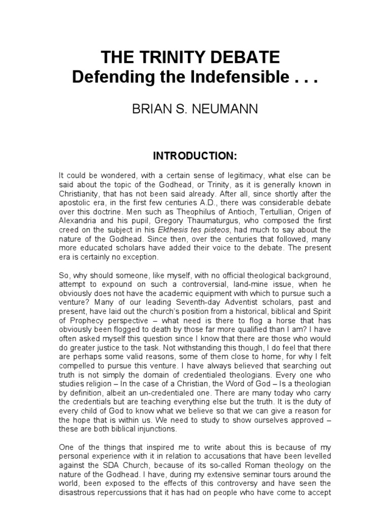 VERY IMPORTANT - The Trinity Debate Brian Neumann | PDF | Trinity | God ...