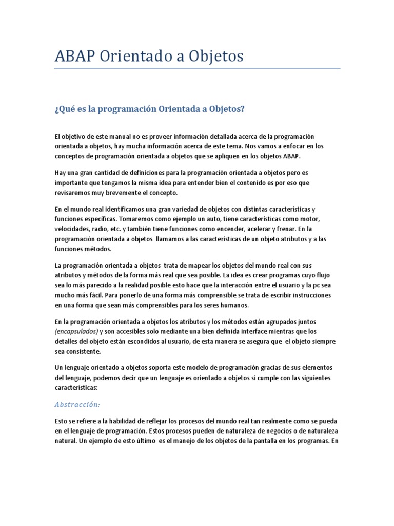 ABAP Orientado A Objetos | PDF | Objeto (informática) | Programación orientada a objetos