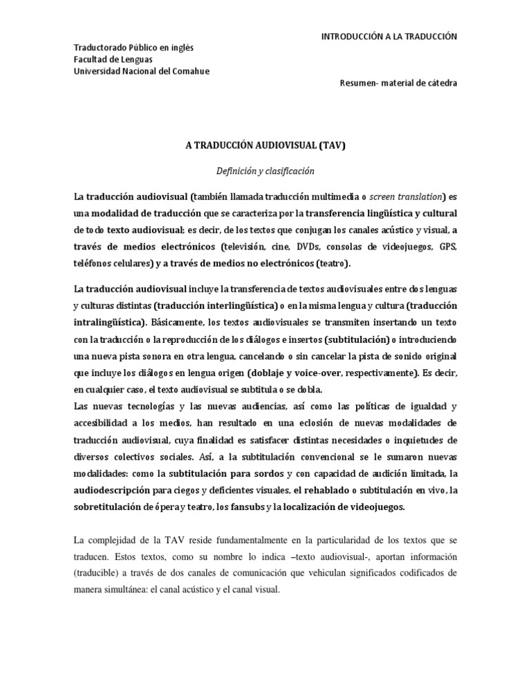 TAV-Definicion y Clasificacion | PDF