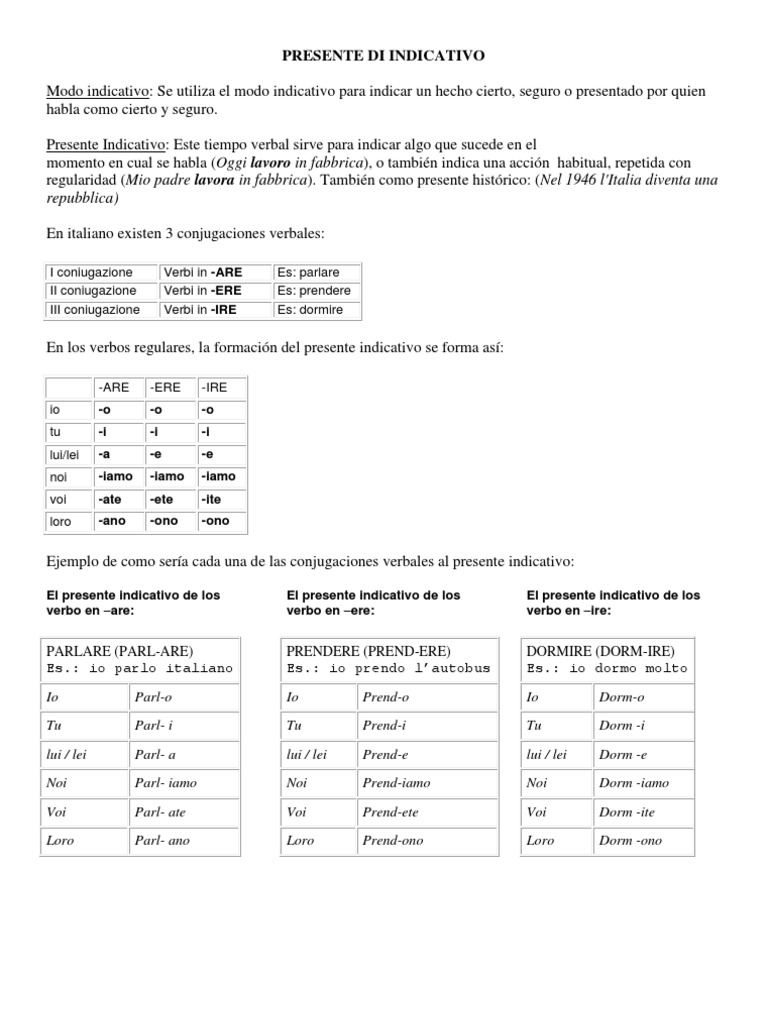 Presente Indicativo | PDF