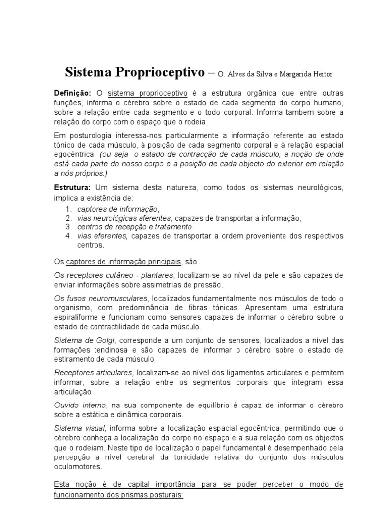 Sistema Proprioceptivo | PDF | Telencéfalo | Percepção