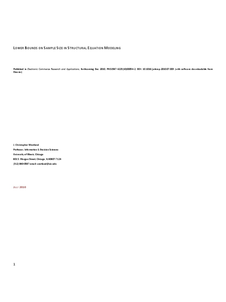Lower Bounds for SEM Sample Size | PDF | Structural Equation Modeling ...