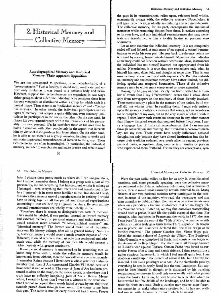 Collective Memory | PDF | Memory | Consciousness