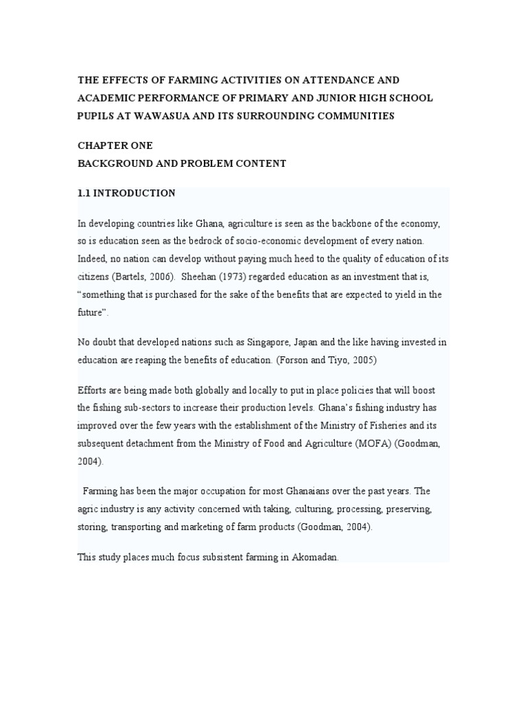 The Effects of Fishing Activities On Attendance and Academic ...