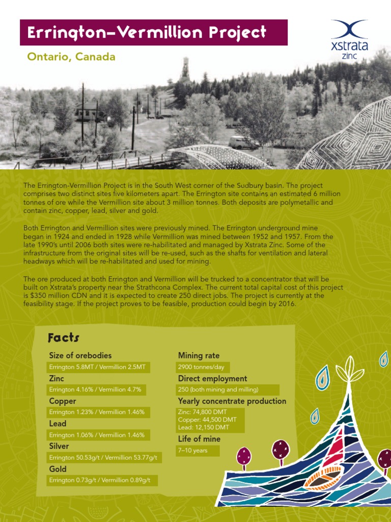 Errington-Vermillion Mining Project Overview | PDF | Mining | Zinc