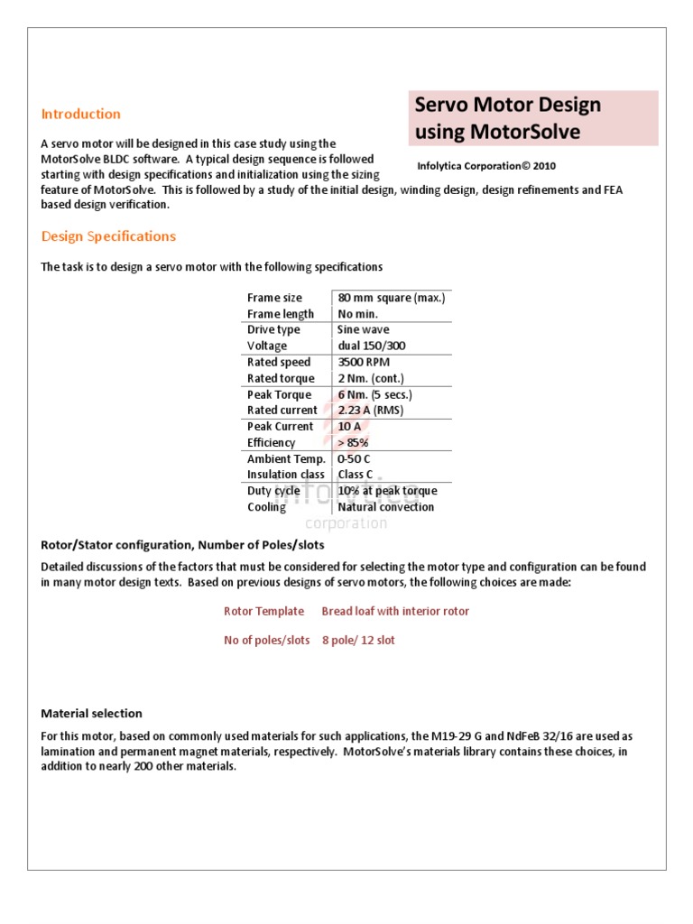 Servo Motor Design Using MotorSolve | PDF | Electric Motor | Magnet