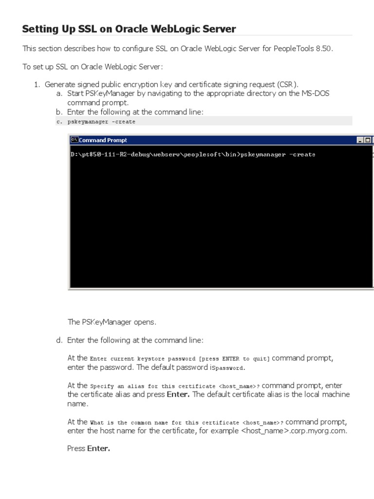Setting Up SSL On Oracle WebLogic Server (Configuración de Certificado SSL en PeopleSoft) | PDF ...