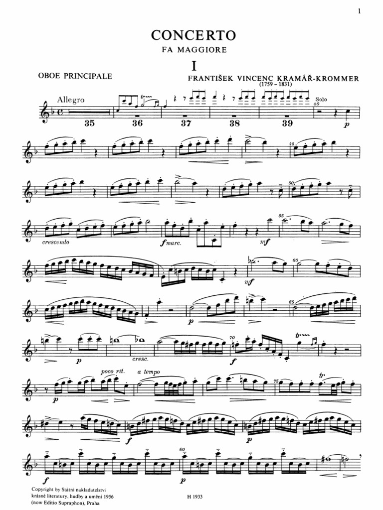 Kramar-Krommer - Oboe Concerto in F Major Oboe and Piano Kramar-Krommer - Oboe Concerto in F Major Oboe and Piano