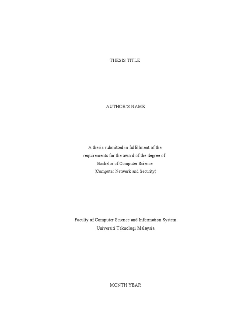 Thesis Title: Bachelor of Computer Science (Computer Network and ...