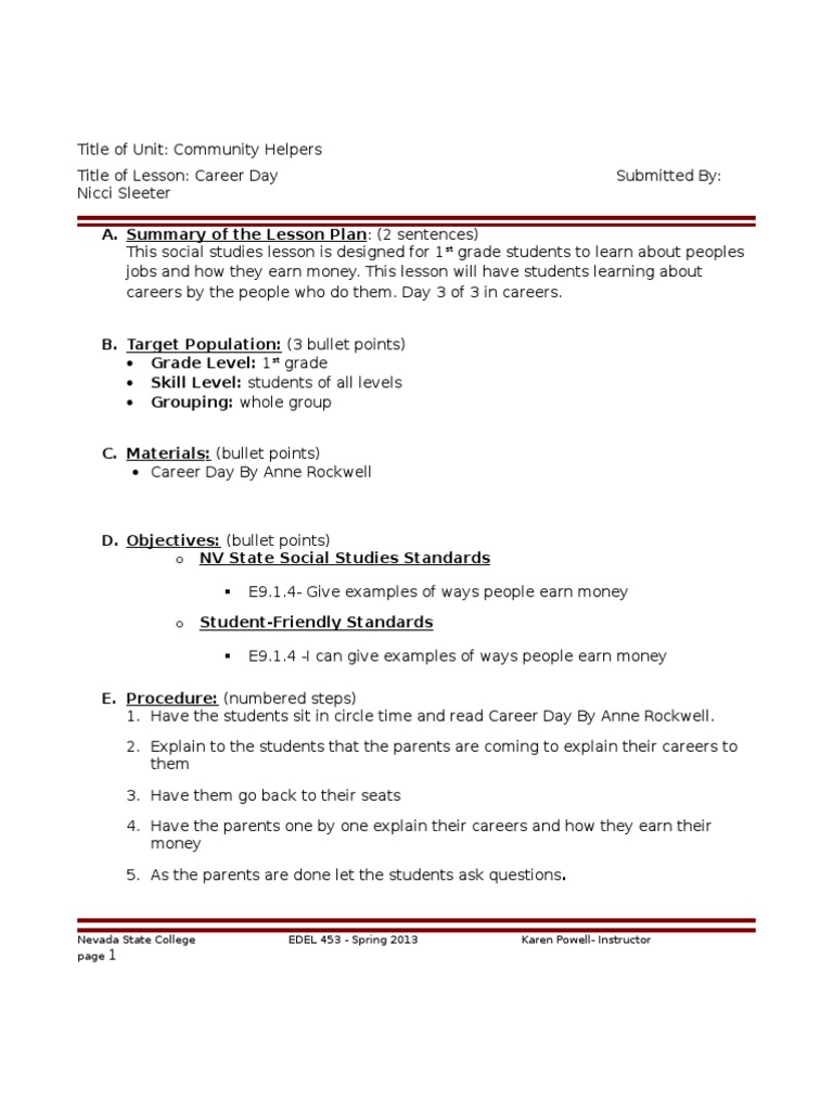 EDEL453 Spring2013 NicciSLEETER Unit 3 Economics DAY 7 | PDF | Lesson ...
