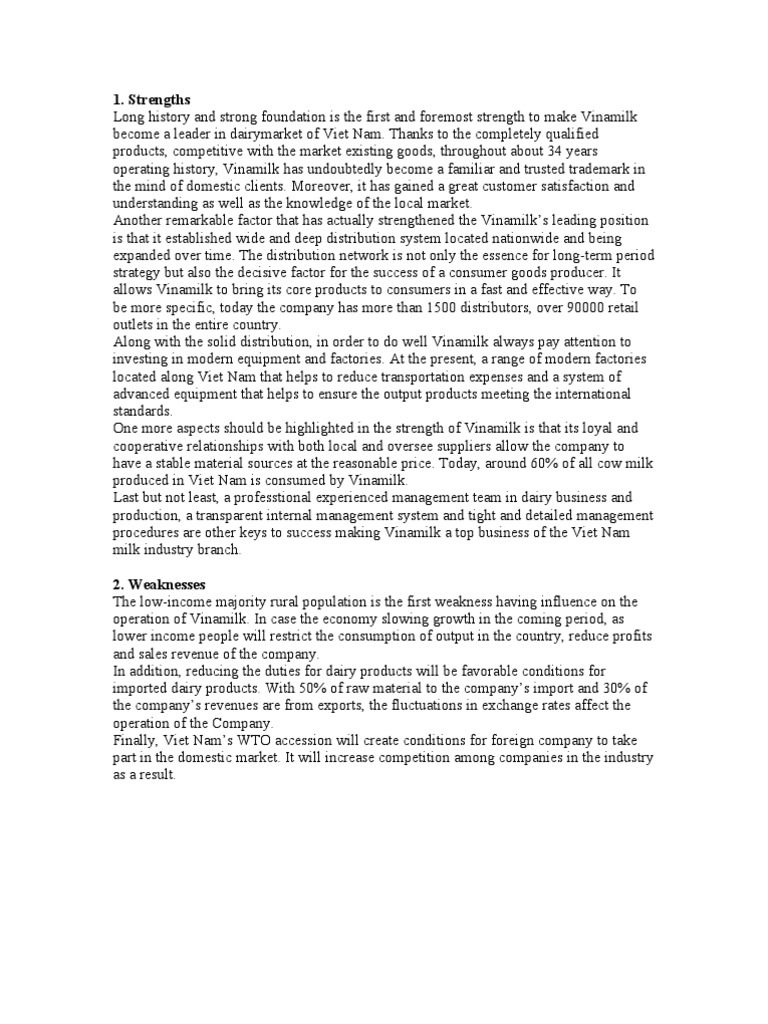 Vinamilk's Market Strengths and Pricing Strategies | PDF