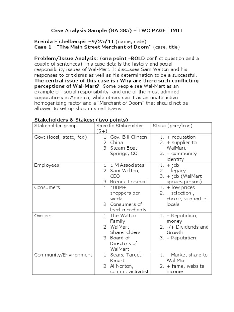 Walmart Case Sample | PDF
