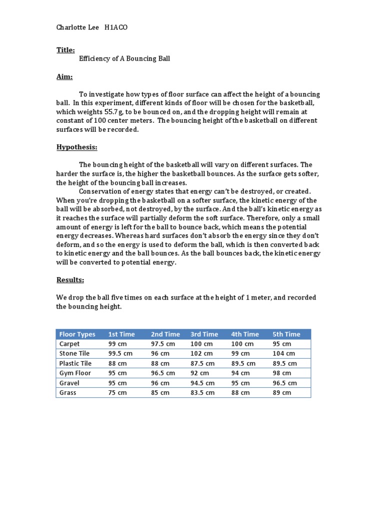 Bouncing Ball Lab Report | PDF | Potential Energy | Nature