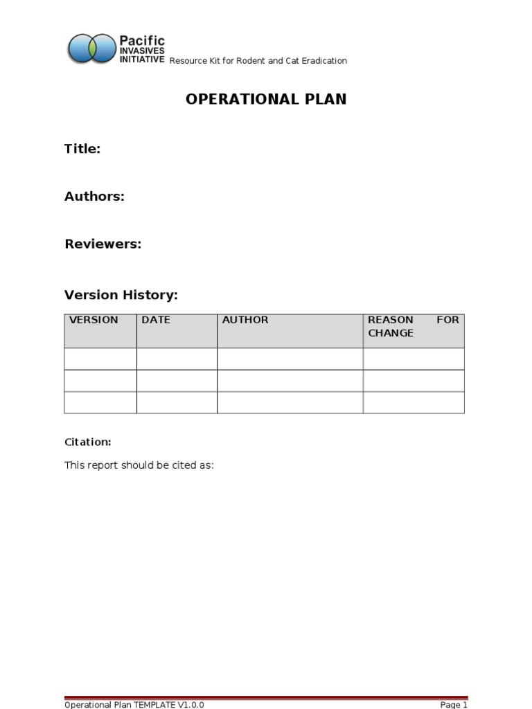 Operational Plan TEMPLATE | PDF | Feasibility Study | Goal