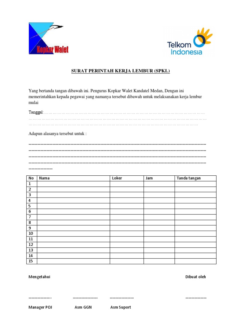 Format Surat Perintah Lembur - Delinewstv