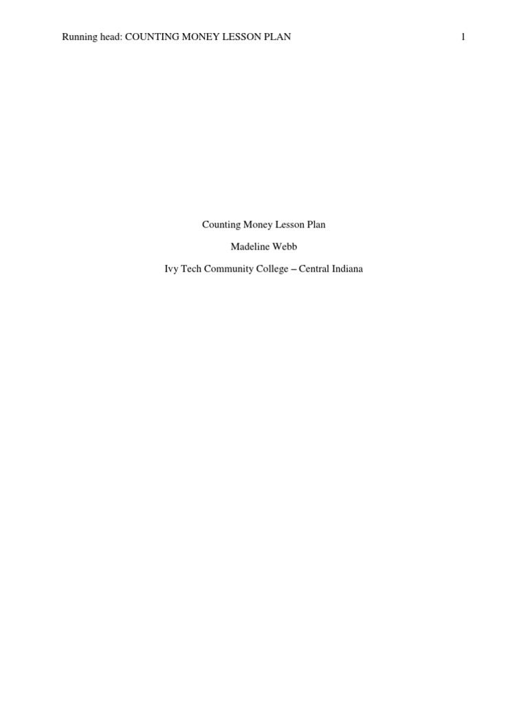 2nd Grade Counting Money Lesson Plan | PDF | Lesson Plan | Rubric ...