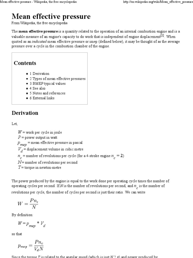 Mean Effective Pressure | PDF | Engine Technology | Energy Technology