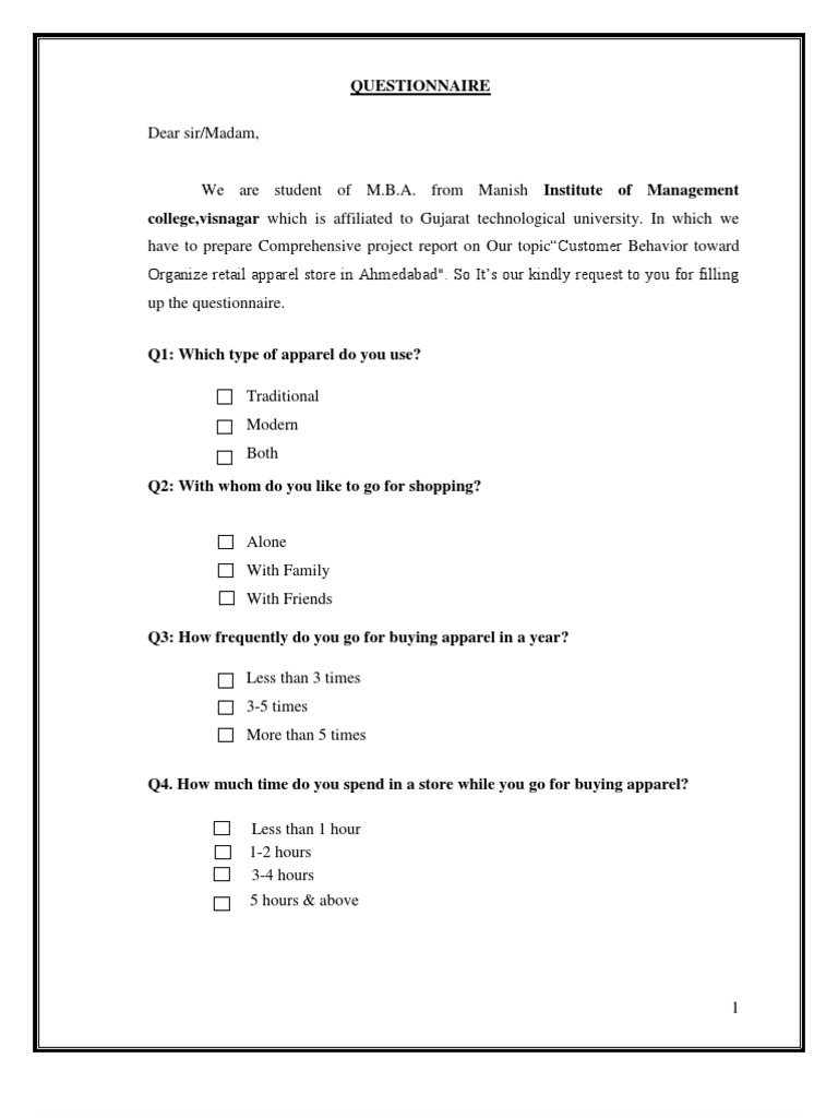 Ahmedabad Retail Apparel Survey | PDF | Retail | Clothing