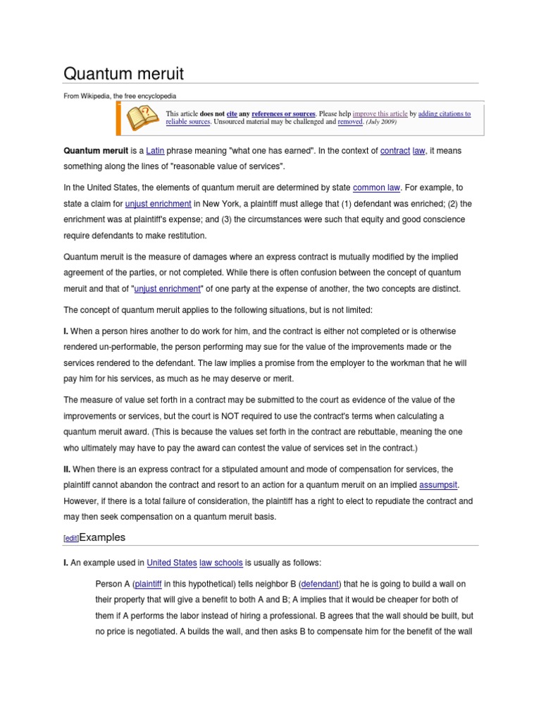 Quantum Meruit | PDF | Comparative Law | Common Law