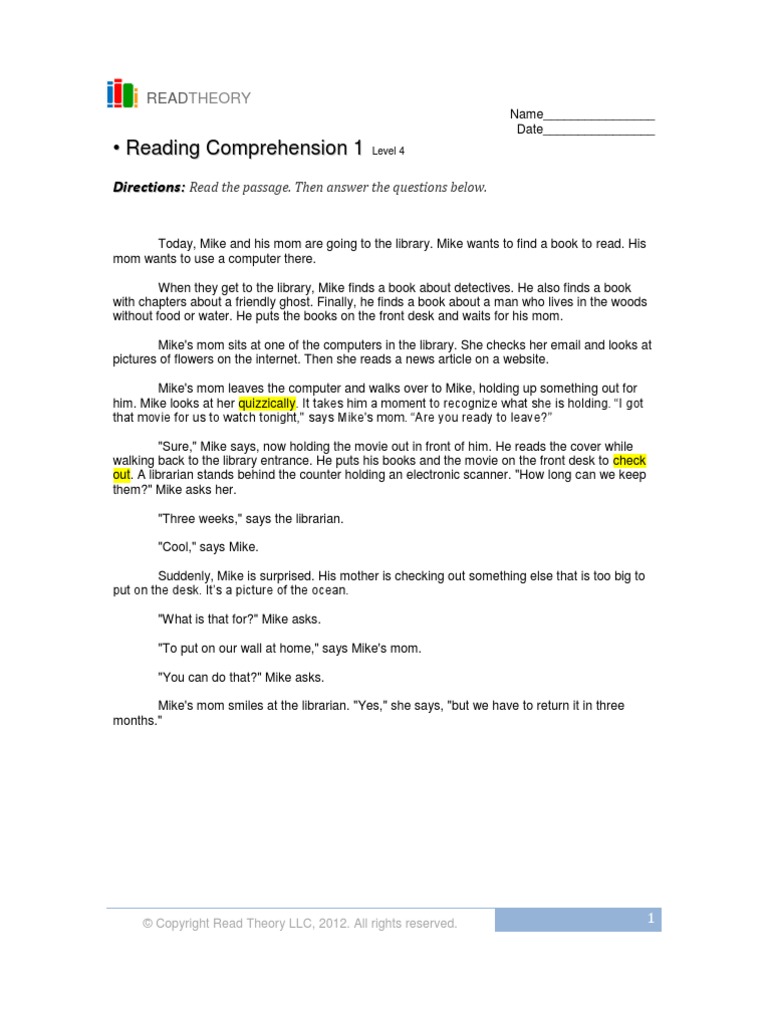 Level 4 Passage 1 | PDF | Books | Librarian