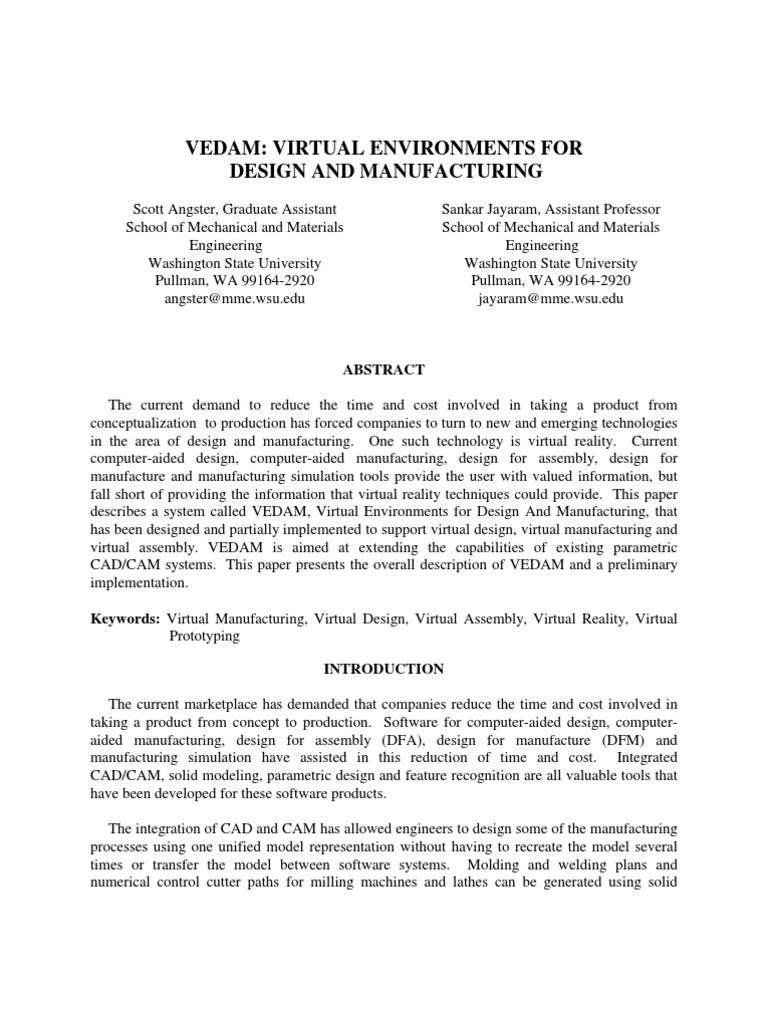 Virtual Environments For Design and Manufacturing | Download Free PDF ...