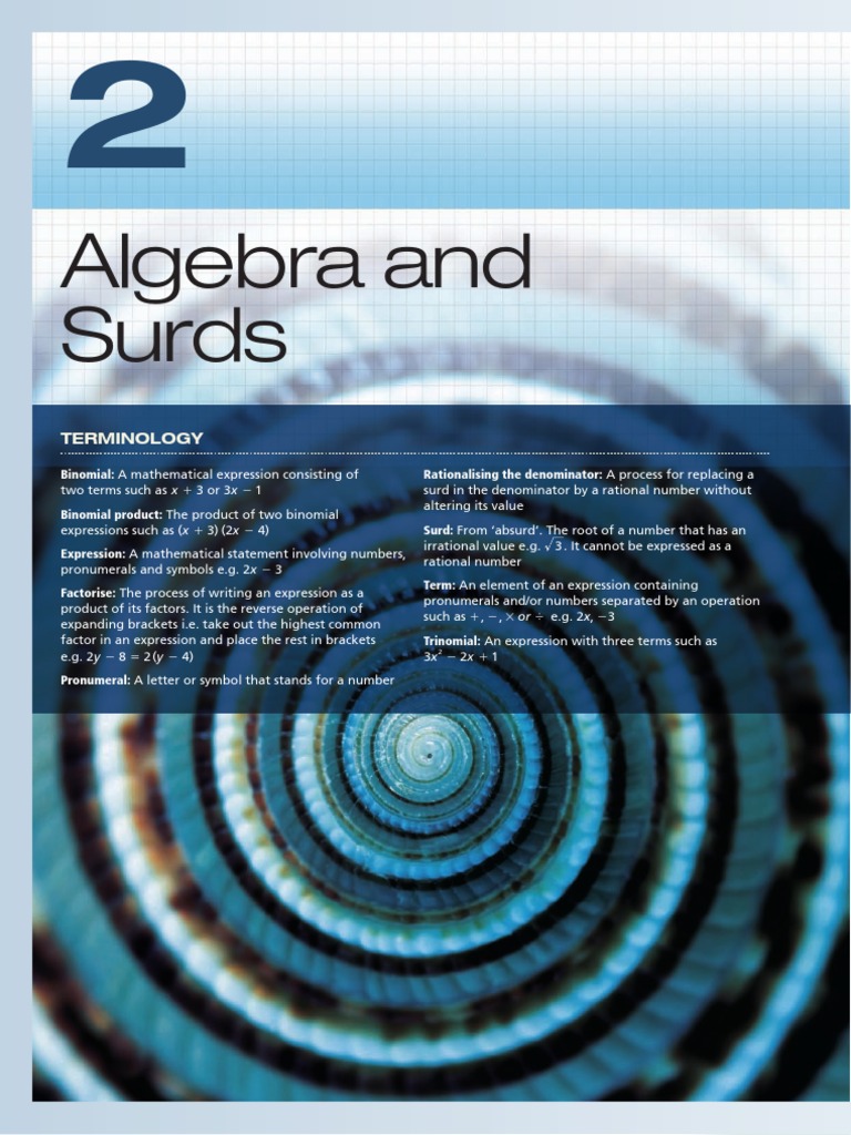 Algebra and Surds Terminology Guide | PDF | Fraction (Mathematics ...