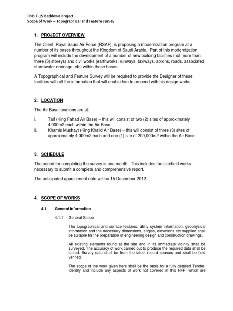 Survey Scope of Work | Surveying | Topography