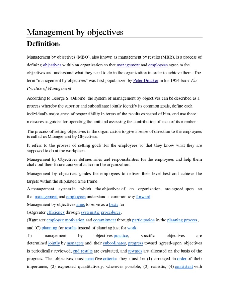 Management by Objectives | PDF | Goal | Performance Appraisal