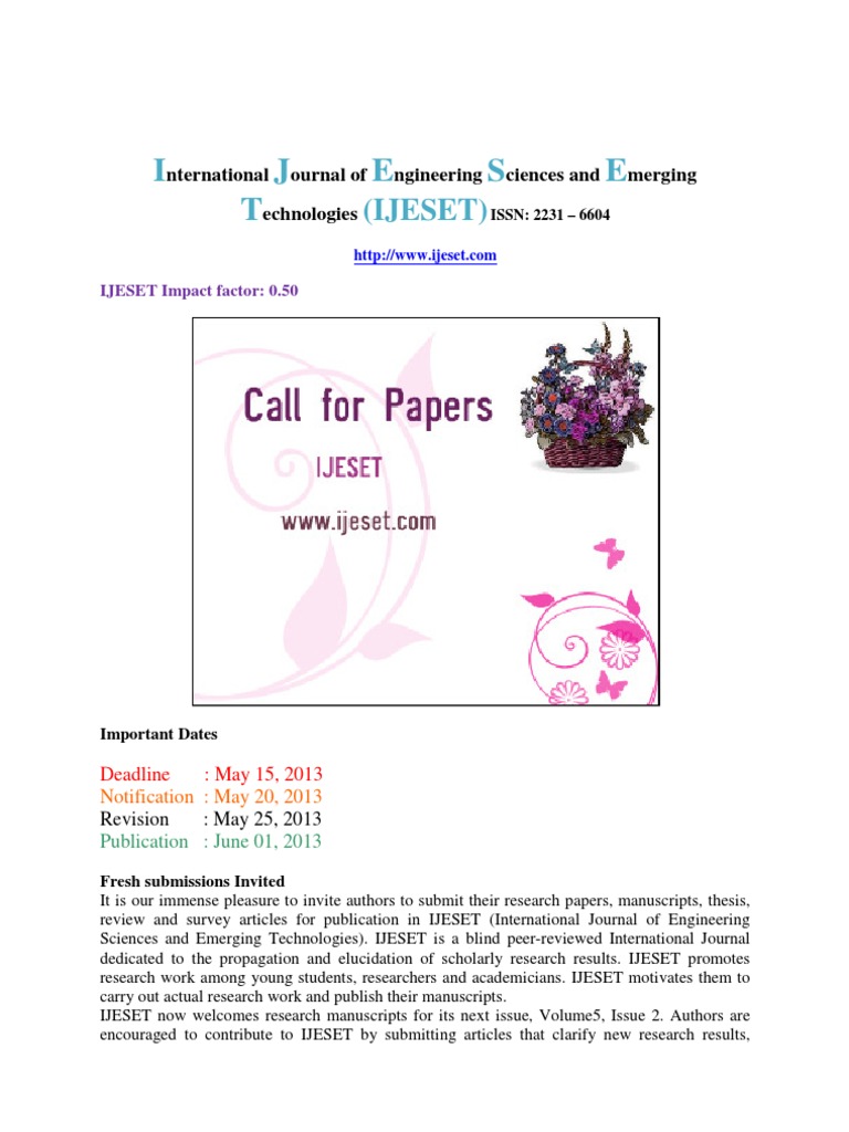 Ijeset Call For Paper Journal | PDF | Academic Journal | Engineering