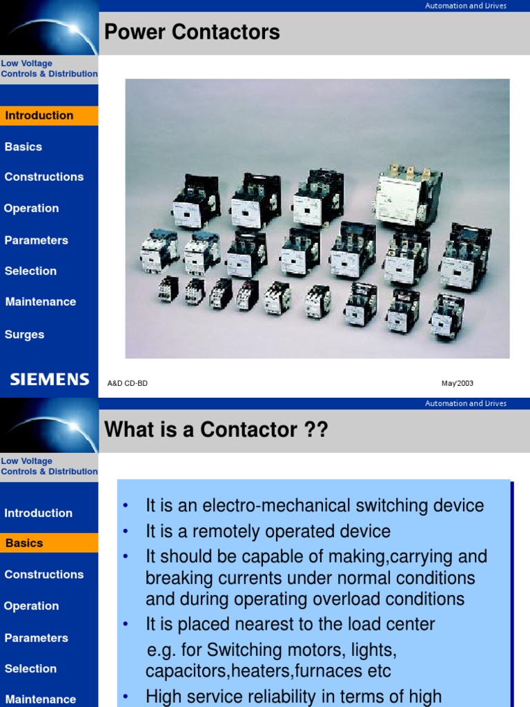 Power Contactors: Basics Constructions Operation Parameters Selection ...