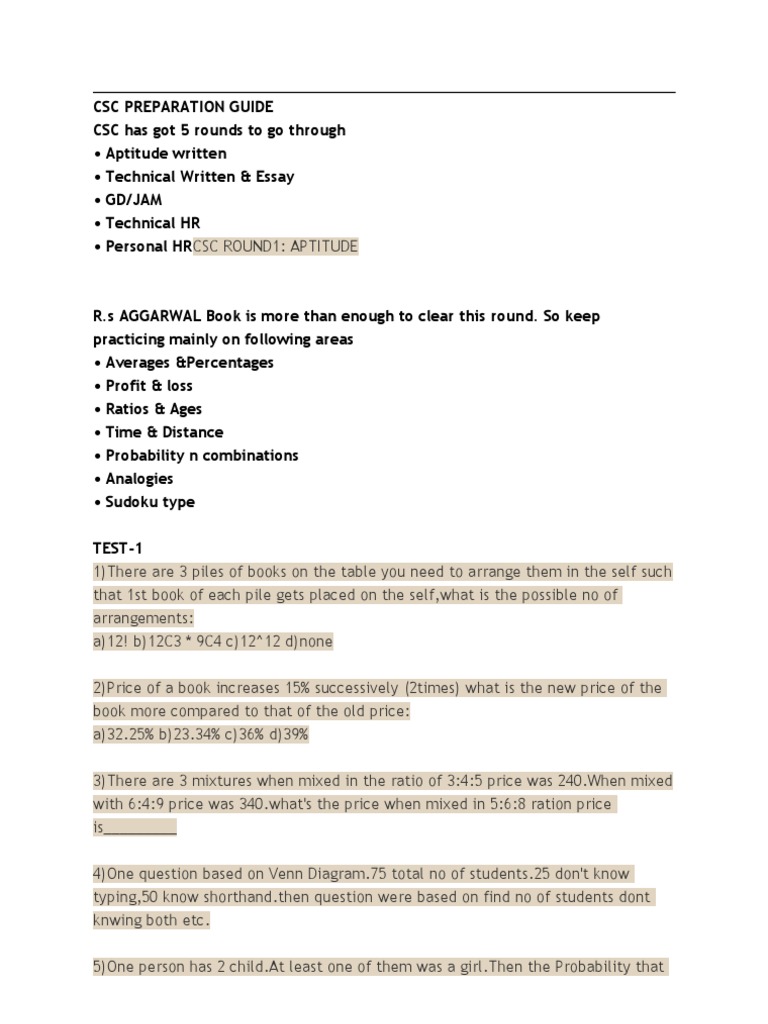 CSC PREPARATION GUIDE: A Comprehensive Overview of the CSC Aptitude and ...