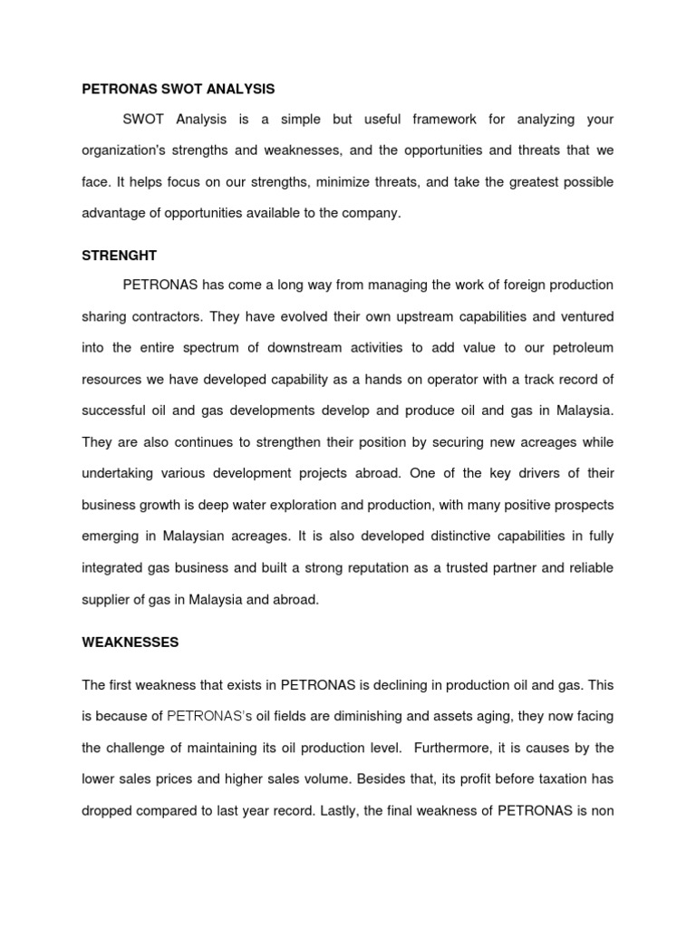Petronas Swot Analysis | Download Free PDF | Swot Analysis | Malaysia
