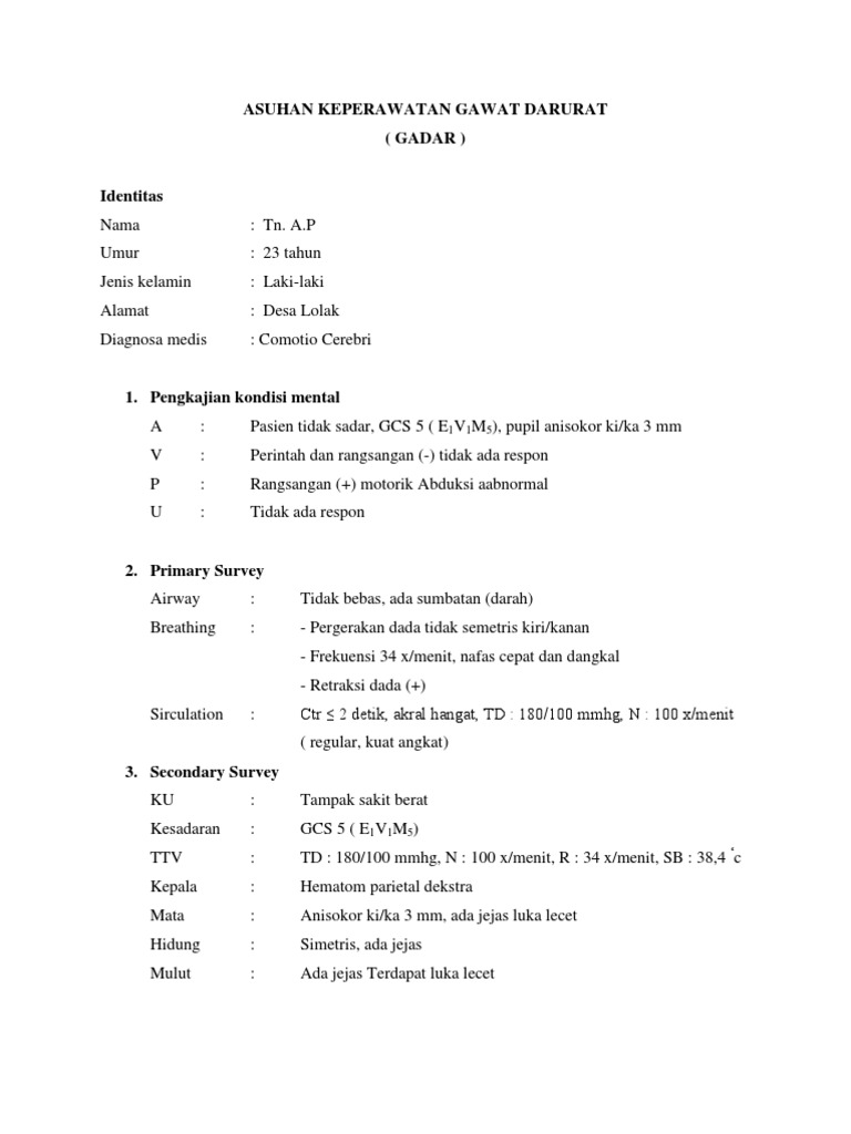 Askep Gadar CKB Sity | PDF