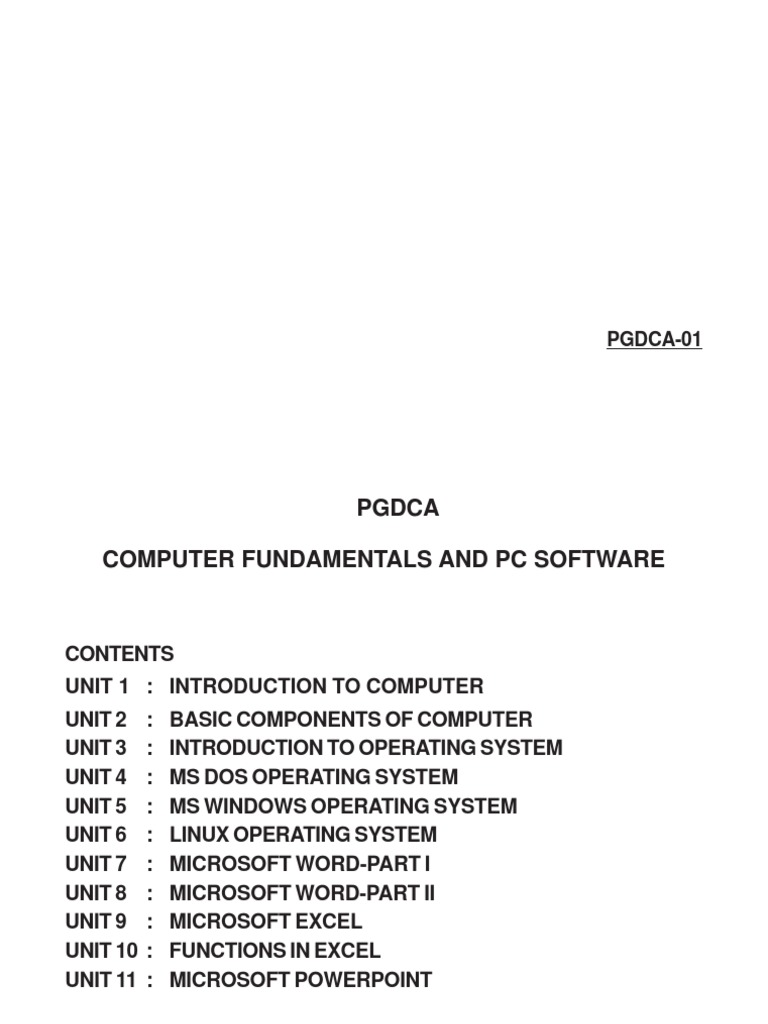 Computer Fundamentals & PC Sosftware-Title | PDF | Operating System ...