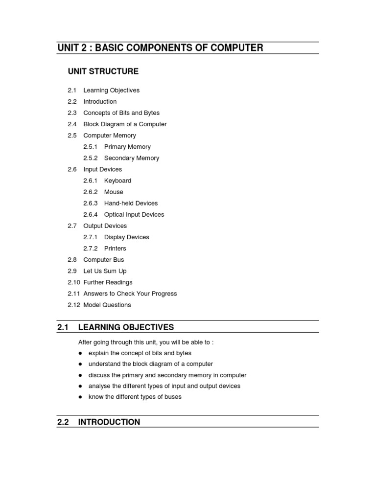 Unit 2 Basic Components of Computer | Download Free PDF | Computer Data ...