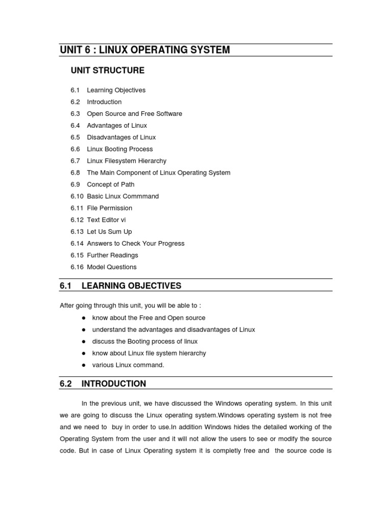 Unit 6 Linux Operating System | PDF | Booting | Free Software Unit 6 Linux Operating System | PDF | Booting | Free Software