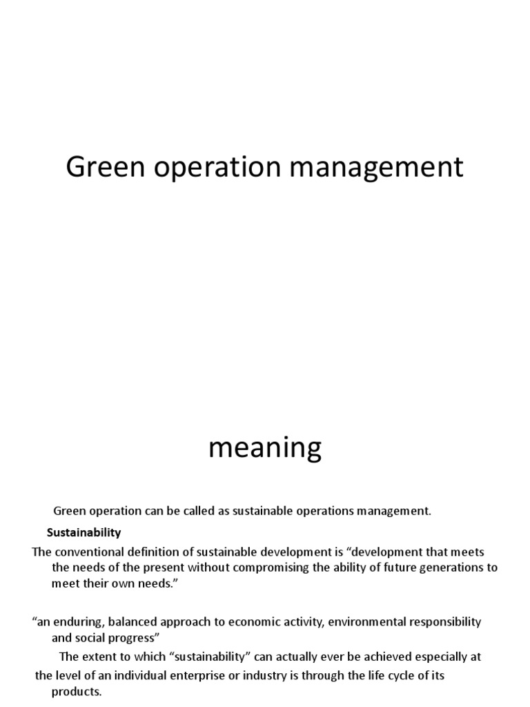 Green Operation Management | PDF | Recycling | Supply Chain Management
