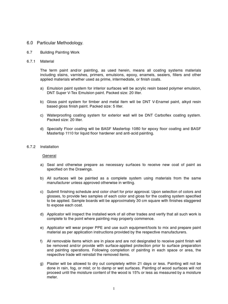 Method Statement For Painting Works | PDF | Paint | Epoxy