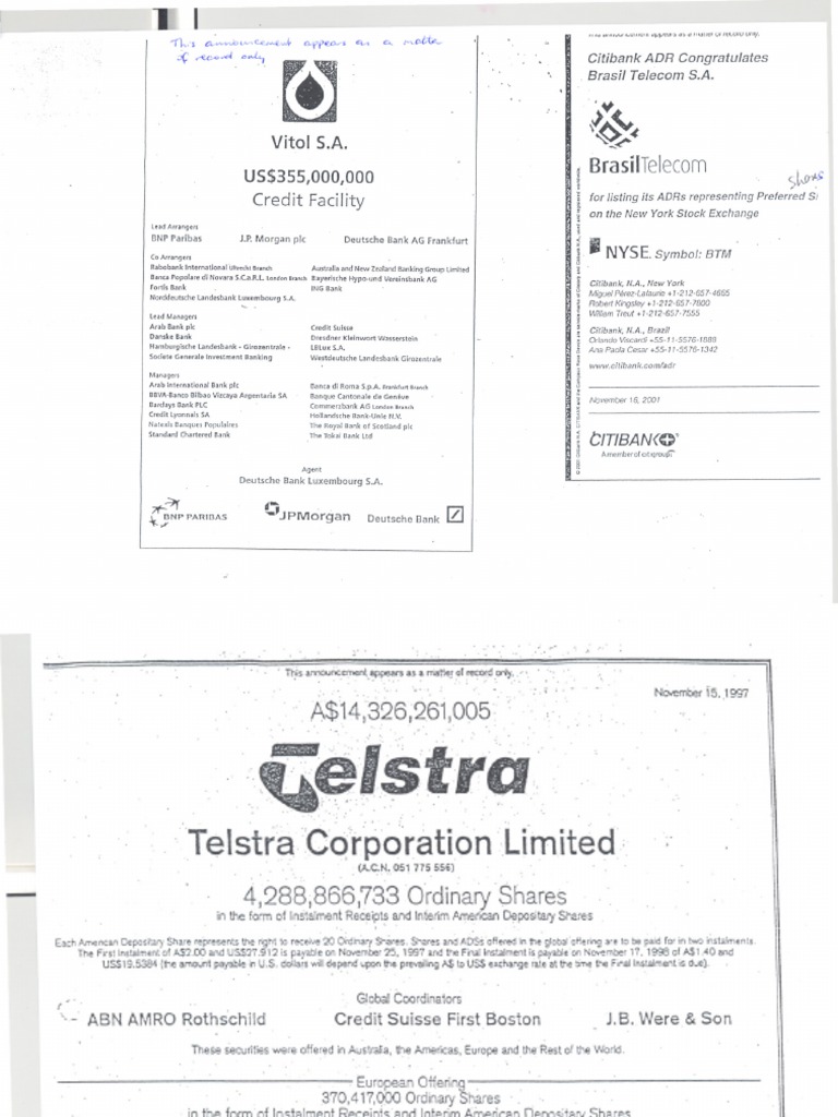 Vitol & Telstra | PDF | American Depositary Receipt | Companies