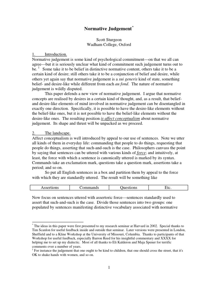 Normative Judgement | PDF