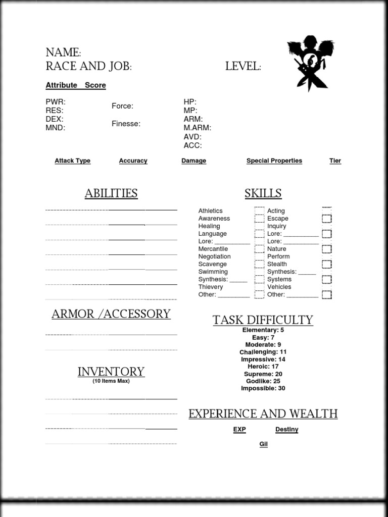 FFd6 Character Sheet