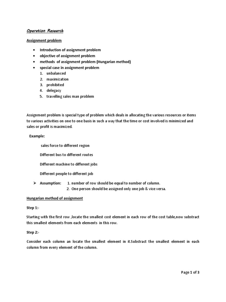 Assignment Problem | PDF | Matrix (Mathematics) | Mathematical Optimization