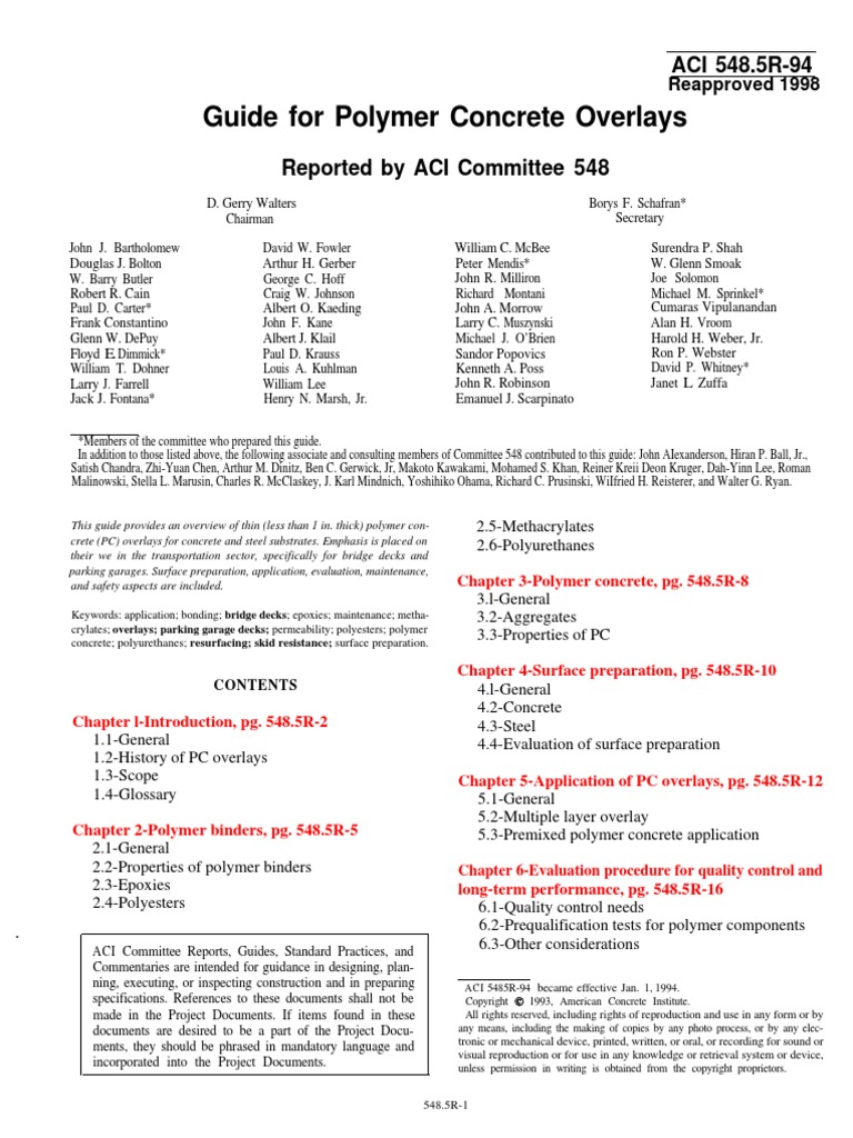 Guide For Polymer Concrete Overlays | PDF | Epoxy | Polymers