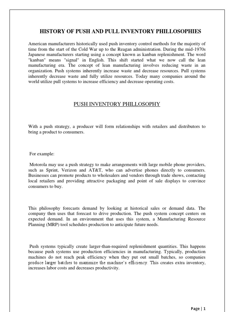 History of Push and Pull Inventory Phillosophies | PDF | Inventory ...