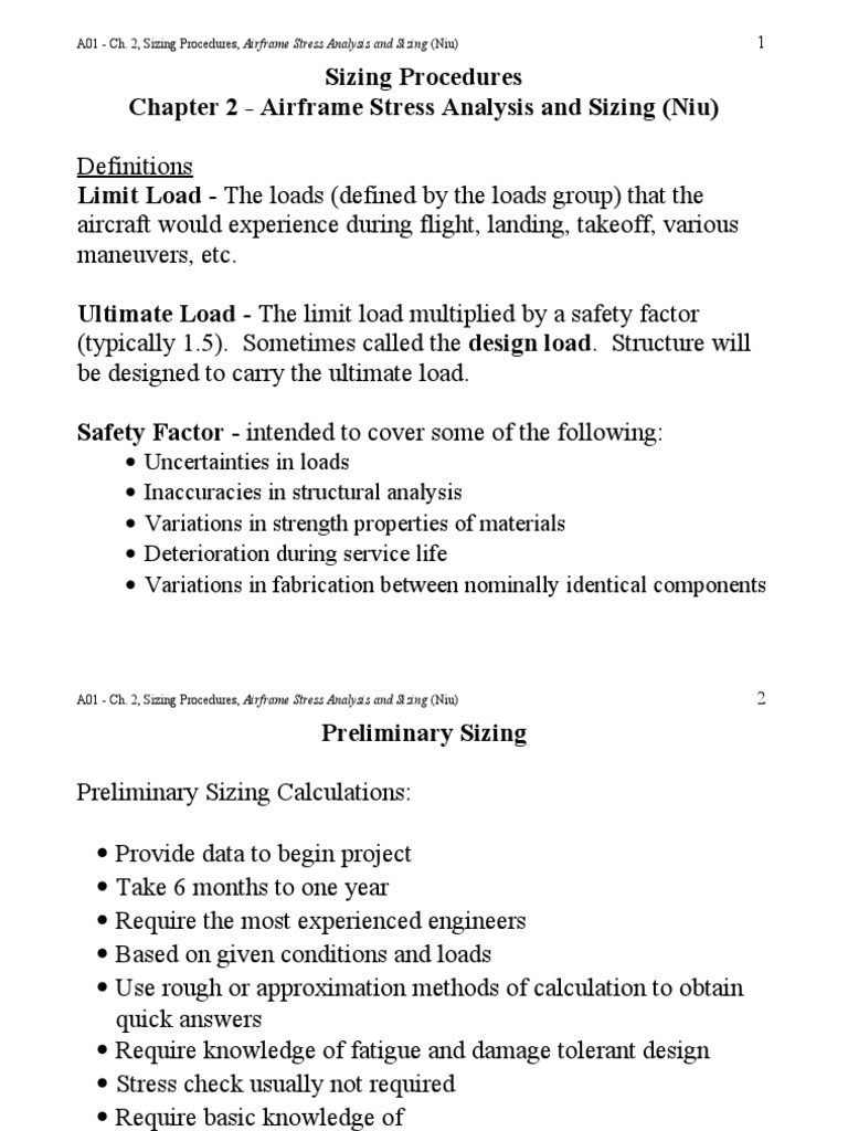 Sizing Procedures Chapter 2 - Airframe Stress Analysis and Sizing (Niu ...