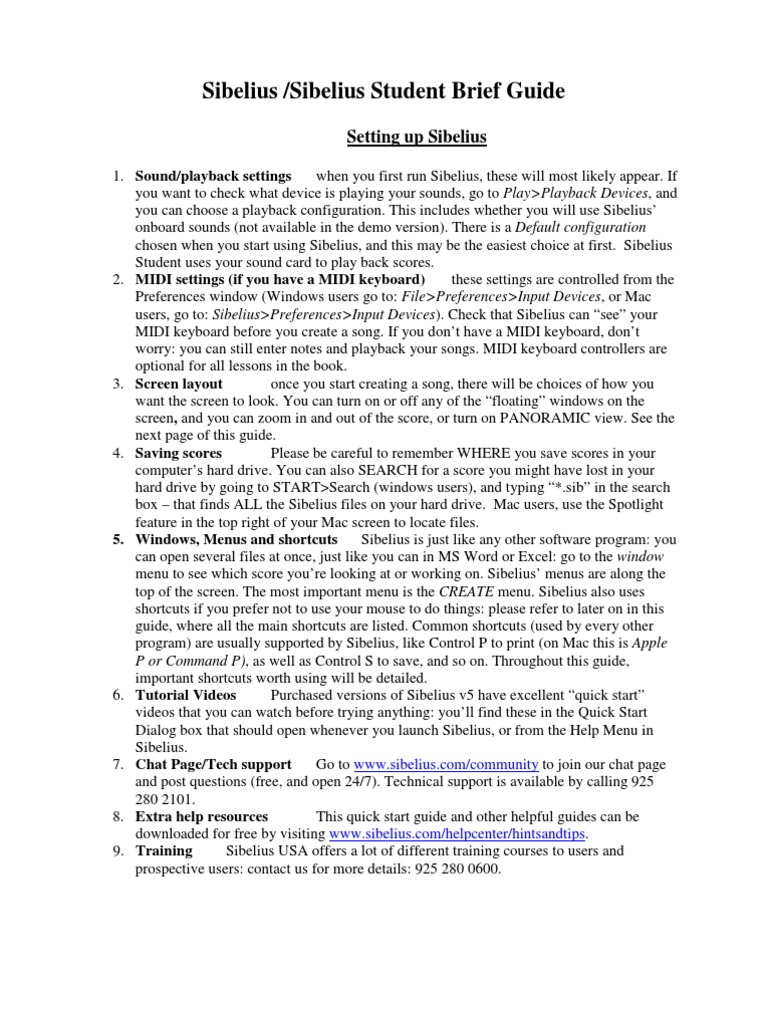 Sibelius 5 Short Guide | PDF