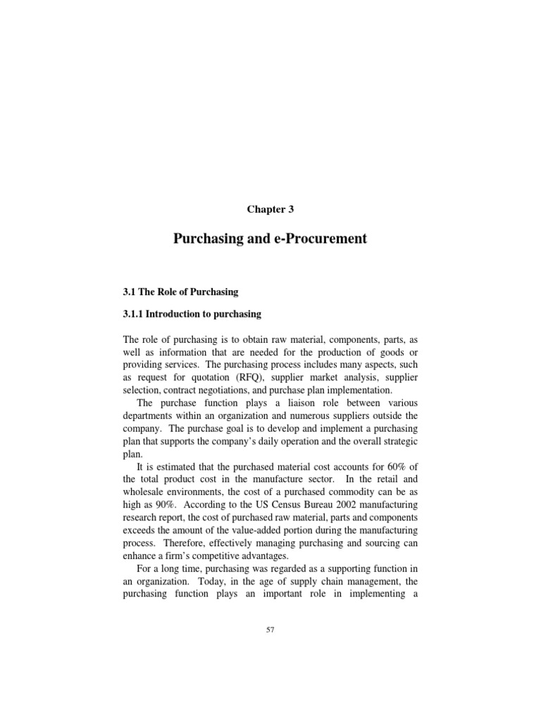 Purchasing and E-Procurement: 3.1 The Role of Purchasing 3.1.1 ...
