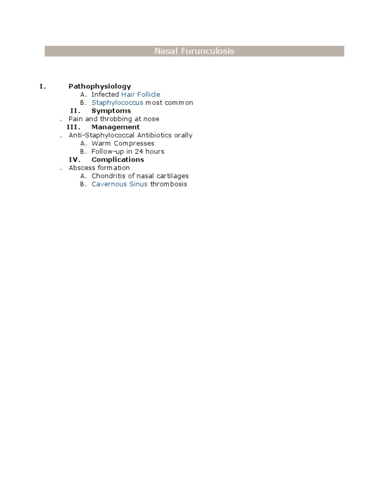 Nasal Furunculosis: Causes, Symptoms, Treatment | PDF | Science ...