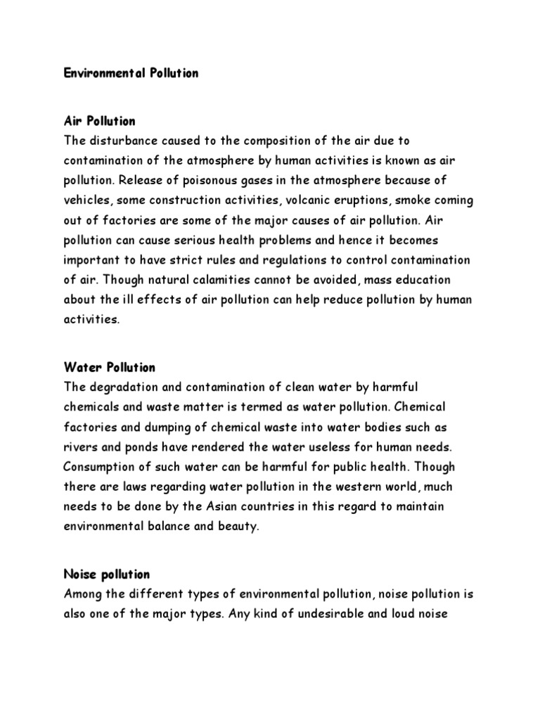 Environmental Pollution Air Pollution | PDF | Human Impact On The ...
