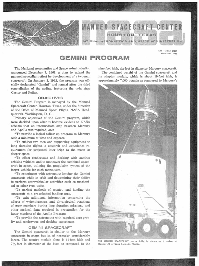 Gemini Program | PDF | Project Gemini | Project Mercury